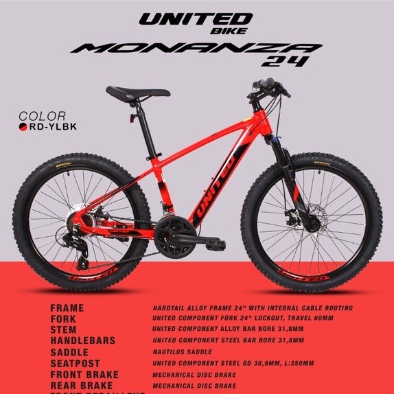 Jual Sepeda Gunung MTB United Monanza 24 Speed Alloy 24 Inch | Shopee ...
