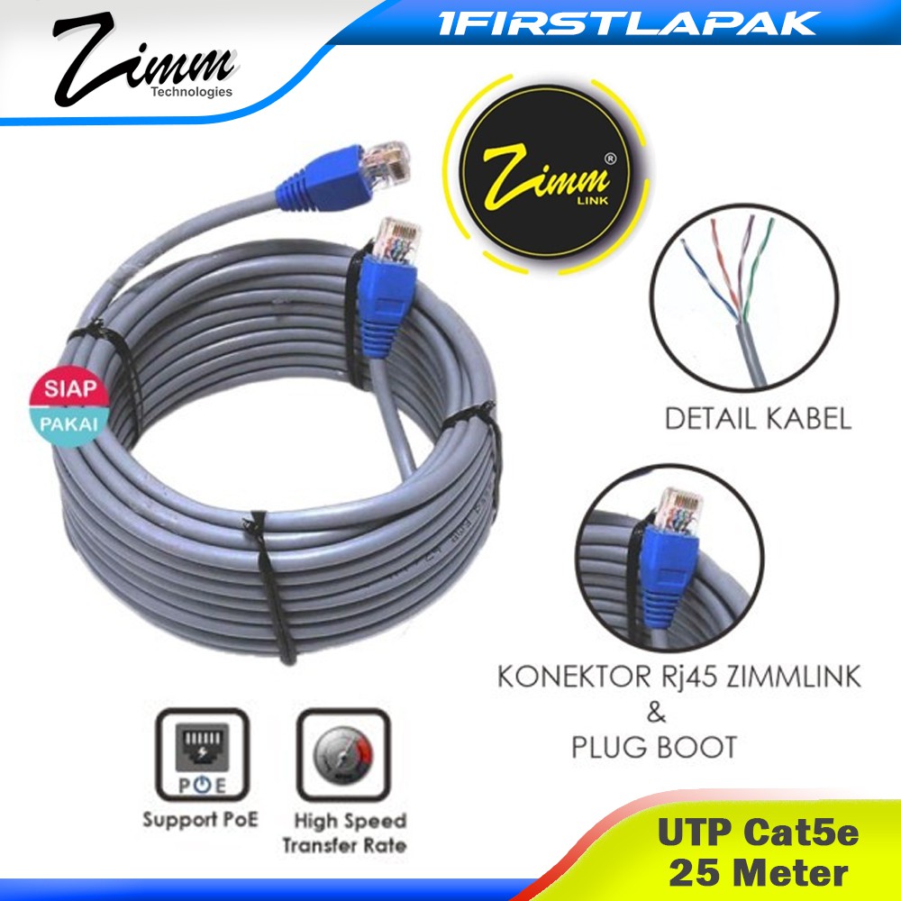 Jual Kabel LAN UTP Cat5e FTP STP Indoor CCA Panjang 25 Meter Siap Pakai ...