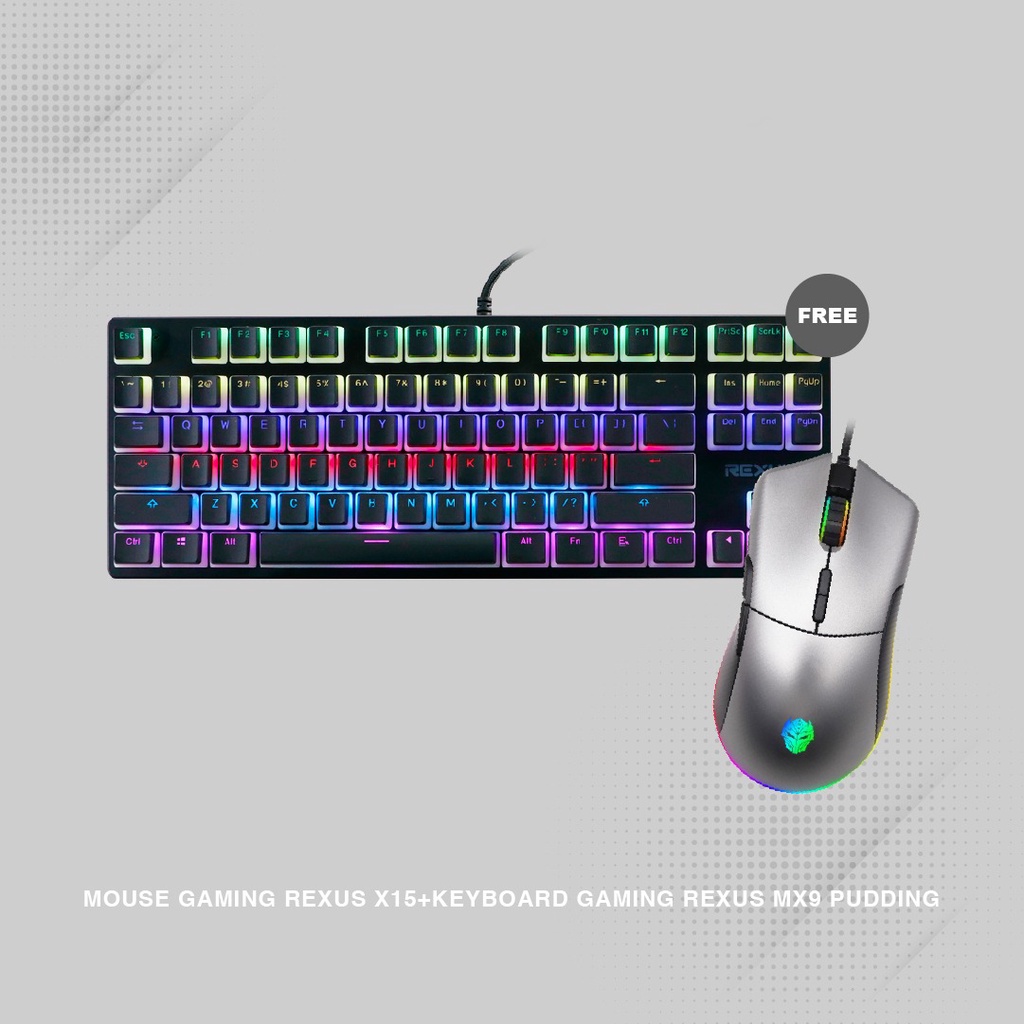 Jual Rexus Promo Bundling Keyboard Mechanical MX9 Pudding + Mouse ...