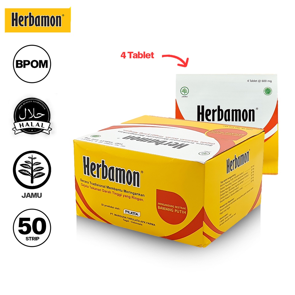 Jual Herbamon Suplemen Penurun Tekanan Darah Tinggi 50 strip Isi 4 ...