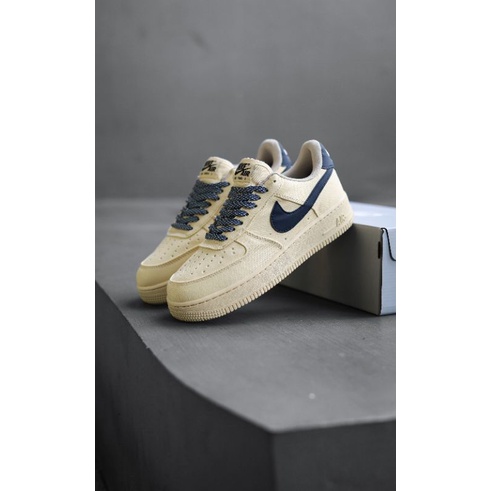 Jual Nike Air Force 1 Cream Navy | Shopee Indonesia
