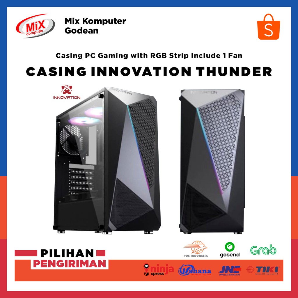 Jual Casing PC Innovation Thunder Gaming with RGB Strip - ATX mATX ...