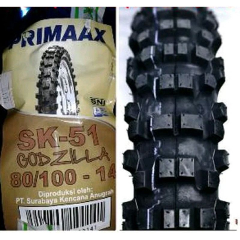 Jual Ban Luar Cross Trial 80 per 100 x 14 SK 51 Godzilla Primax Racing 80 - 100 ring 14 Sk51 ...