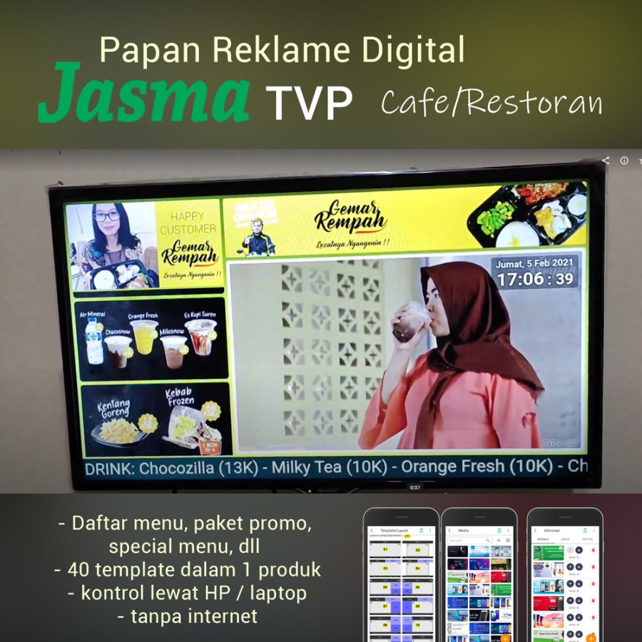 Jual Papan reklame indoor/iklan digital TV LED untuk cafe restoran ...