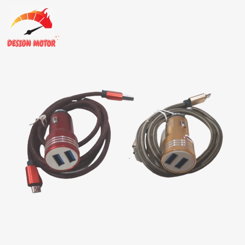 Jual Paket Car Charger Colokan Mobil 2 Ports dan Kabel Data Fast ...