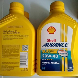 Jual Oli shell advance matic ax5 0.8lt sae 20-40 for all matic honda ...