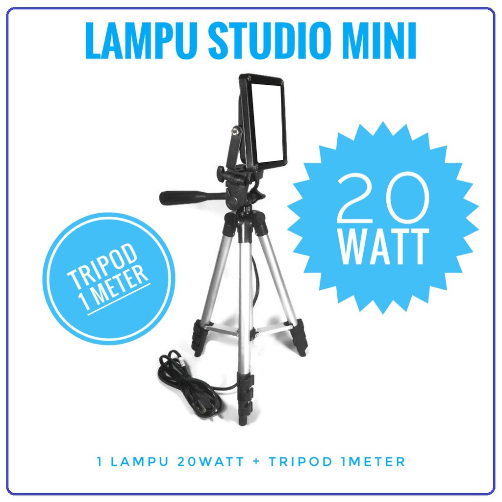 Jual Lampu Foto Studio Mini 20 Watt Murah Tripod 1 Meter Lighting Foto ...