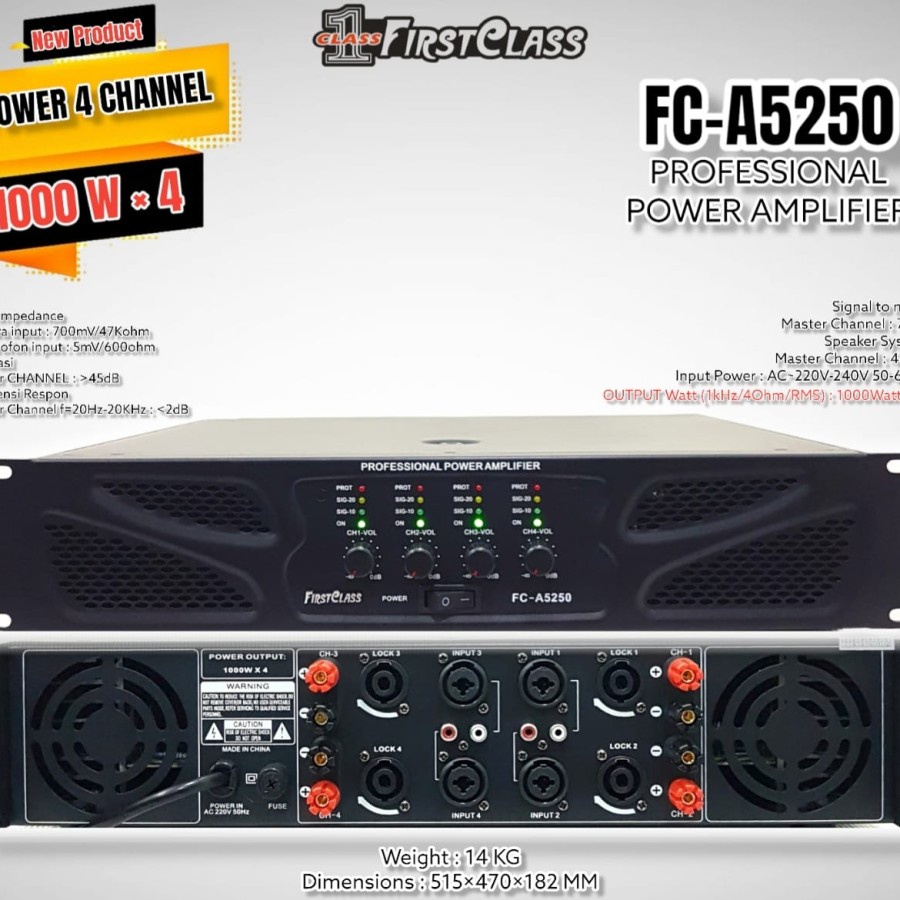 Jual Power amplifier firstclass fc a5250 a 5250 first class 4CH 4 X 1000W | Shopee Indonesia