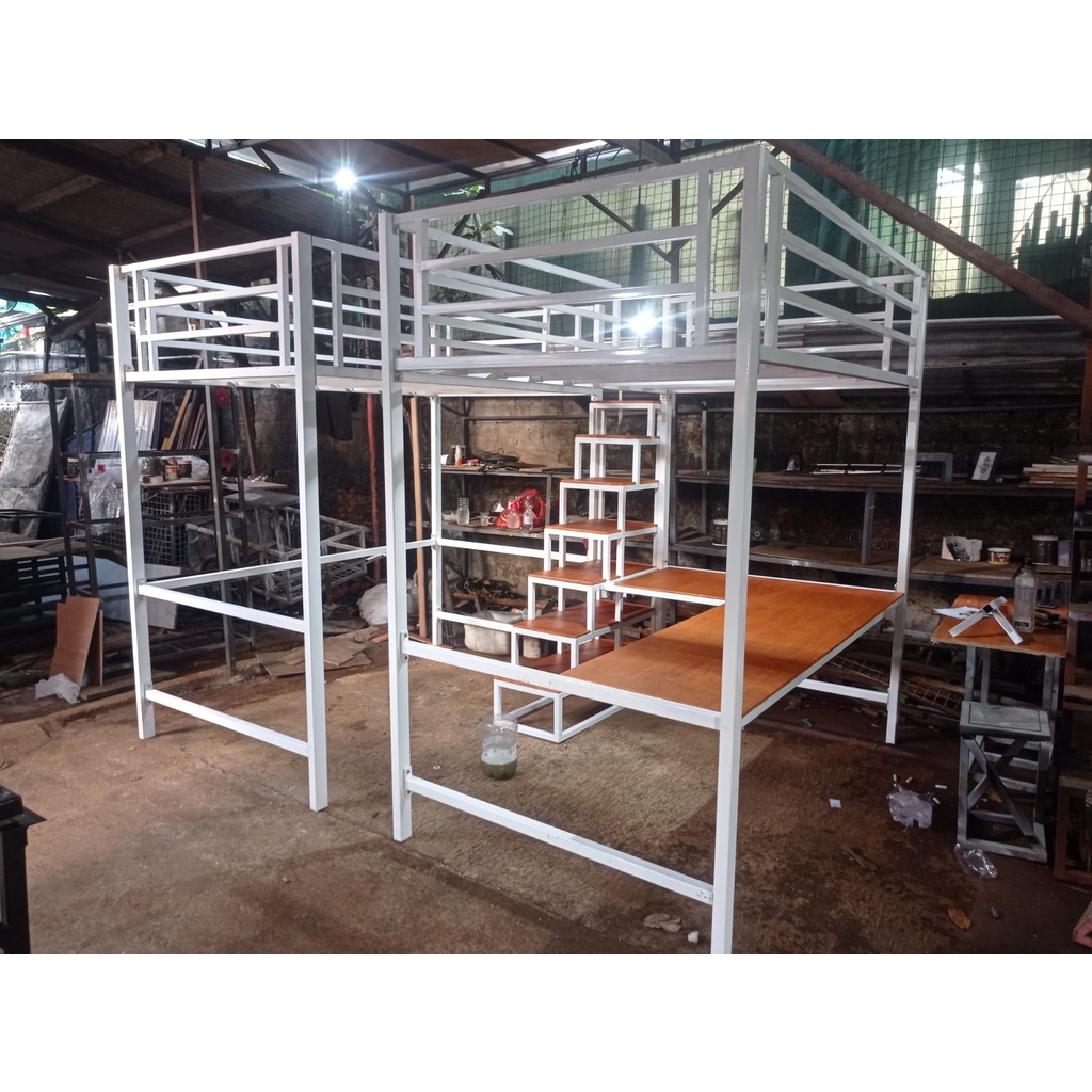 Jual Ranjang Tingkat Twin Custom Tangga Rak Alas Papan Triplek Plitur ...