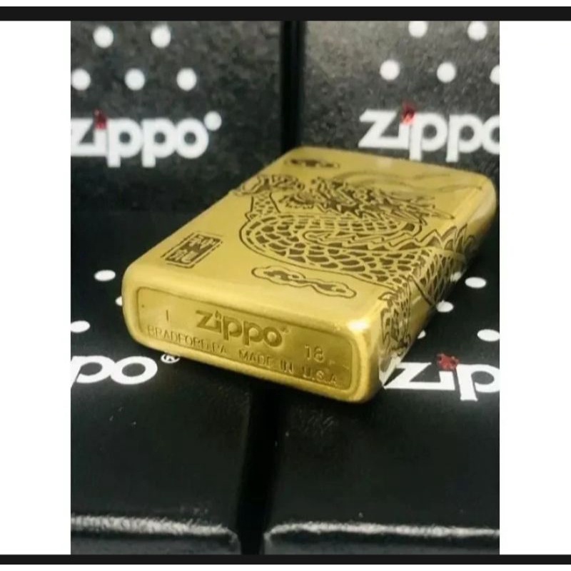 Jual FRE BOX-KOREK API ZIPPO ORIGINAL MADE IN USA GOLD DRAGON SHEN LONG/MANCIS UNIK DRAGON NAGA ...