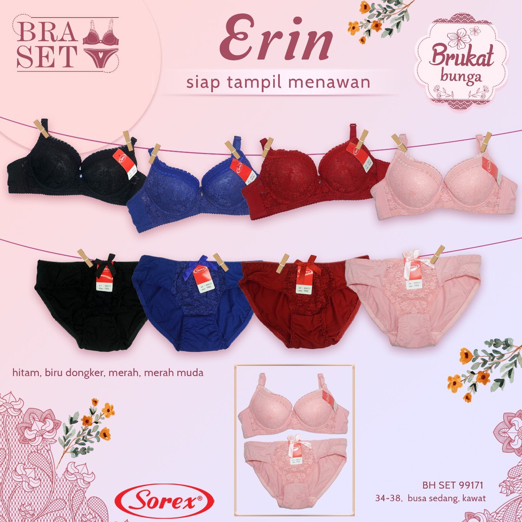 Jual Erin Bra Set Exclusive Sorex 99171 - BH Set Kawat Busa Sorex ...
