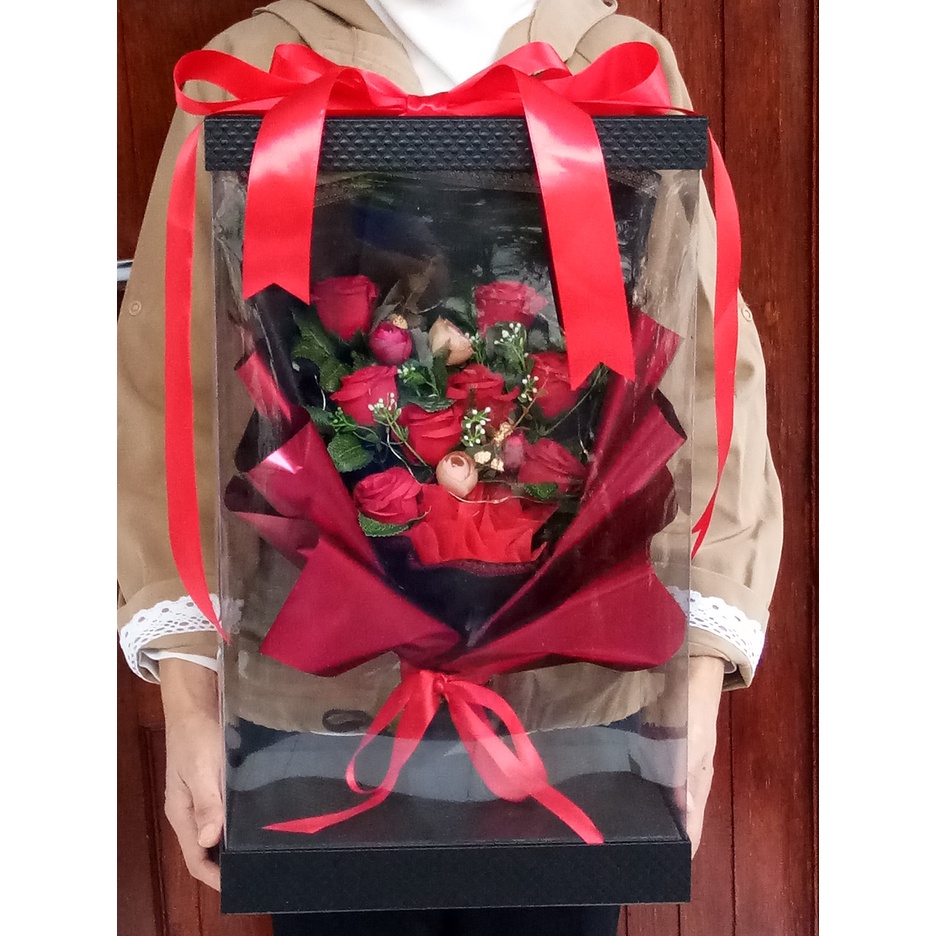 Jual Exclusive Buket Bunga Dalam Box Mika Jumbo Indonesia|Shopee Indonesia