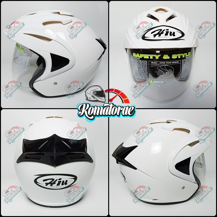 Jual HELM HIU ARROW DOUBLE VISOR WHITE HALF FACE | Shopee Indonesia