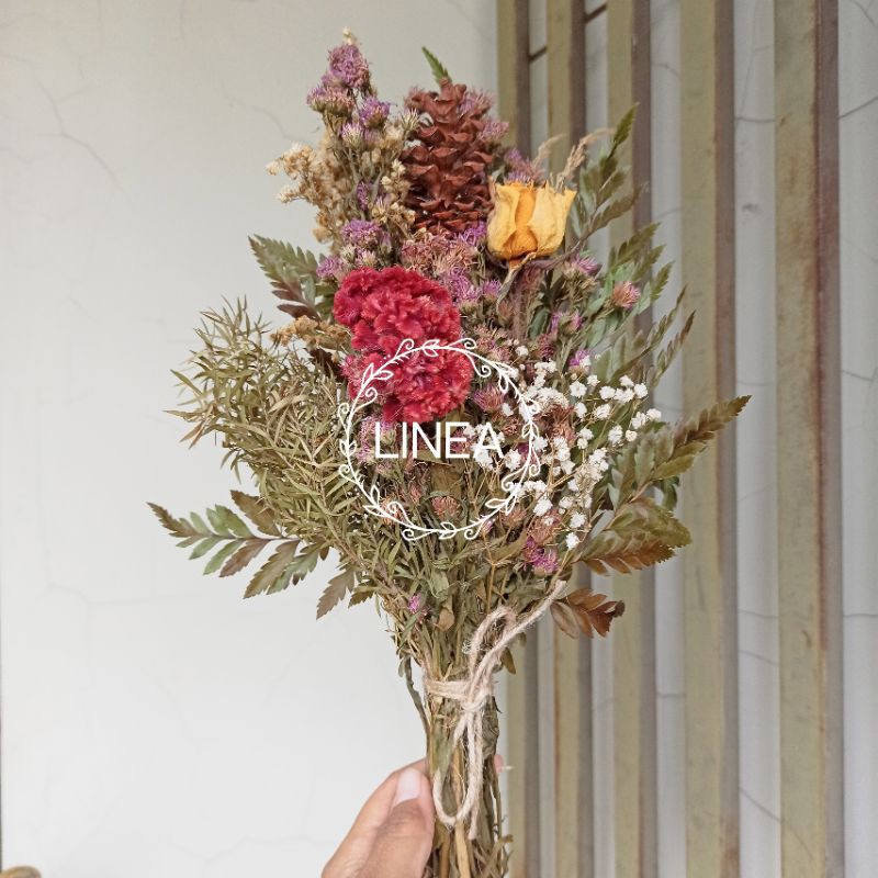 Jual Buket Bunga Kering Dried Flowers Bouquet Rangkaian Bunga Kering ...