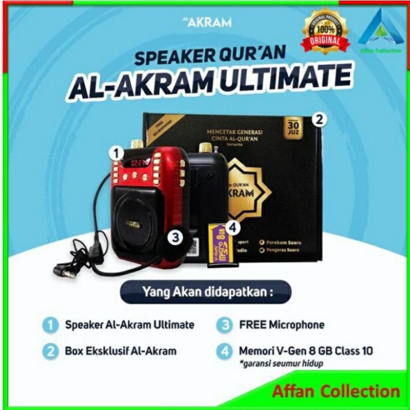 Jual Speaker Murotal AlQuran Hafalan Digital 30 Juz Al Akram Ultimate 100% Asli | Shopee Indonesia