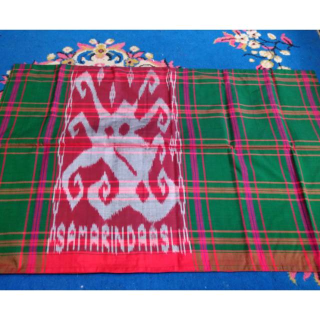 Jual Sarung samarinda asli motif ukiran dayak (belang hatta hijau ...