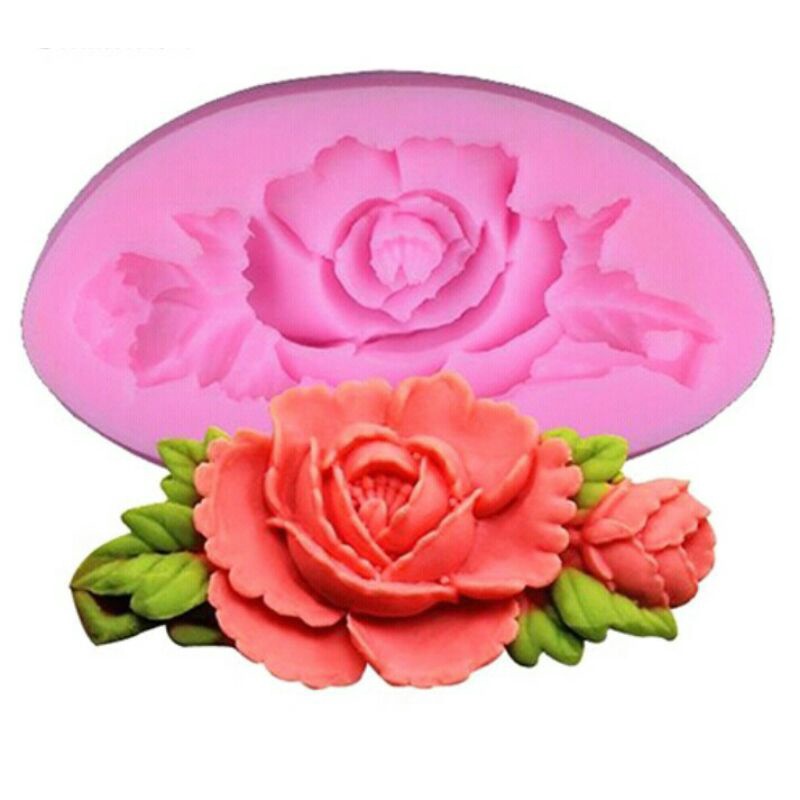 Jual SILIKON CETAKAN BUNGA MAWAR KEMBANG DEKORASI KUE 3D FONDANT CLAY ...