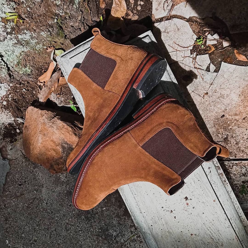 Jual Sepatu Chelsea Boots Warna Coklat Tan Nubuck Handmade Original ...