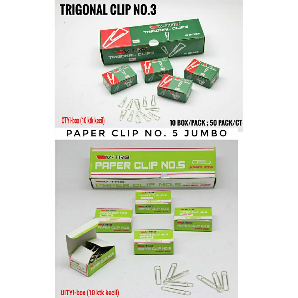 Jual Penjepit kertas klip kertas Paper clip Trigonal clip nomer 3 dan 5 ...