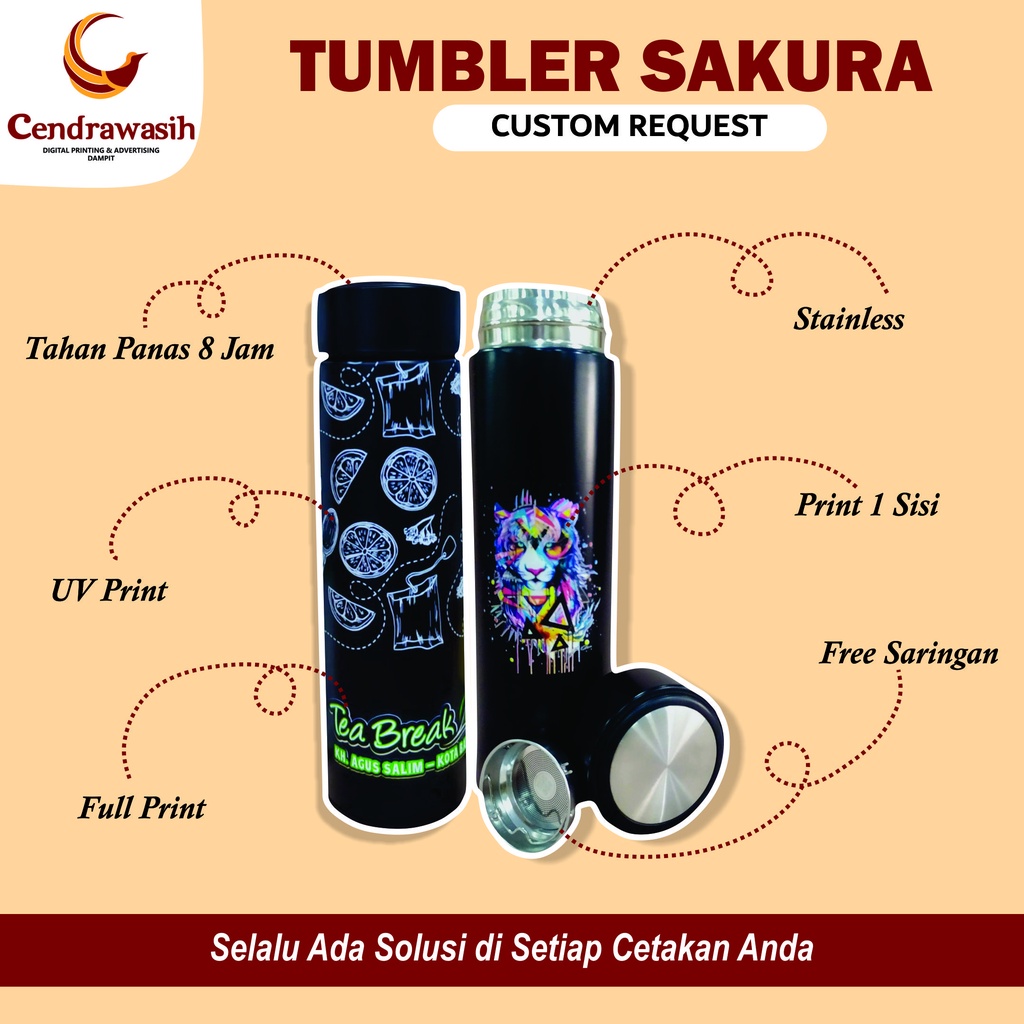 Jual Tumbler Sakura/Thermos/Botol Minum/ Botol Stainless Custom Gambar ...