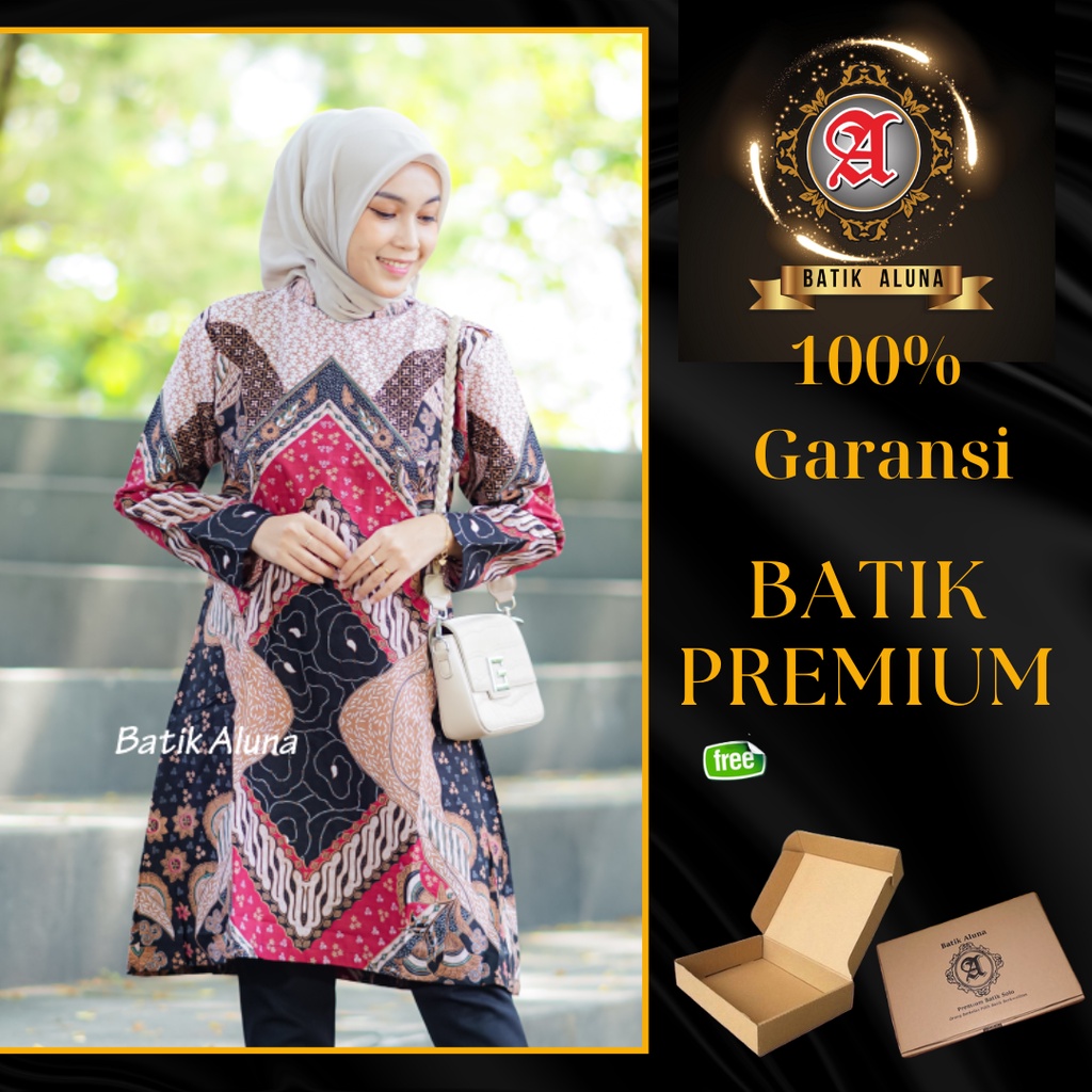 Jual Baju Batik Wanita Tunik Lengan Panjang Katun Lapis Trikot Premium Modern Original Batik ...