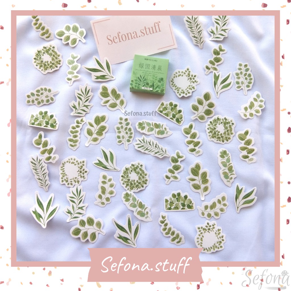Jual 45 Sticker Deco Box Kawaii Tanaman / Daun Hijau Green Leaf Stiker ...