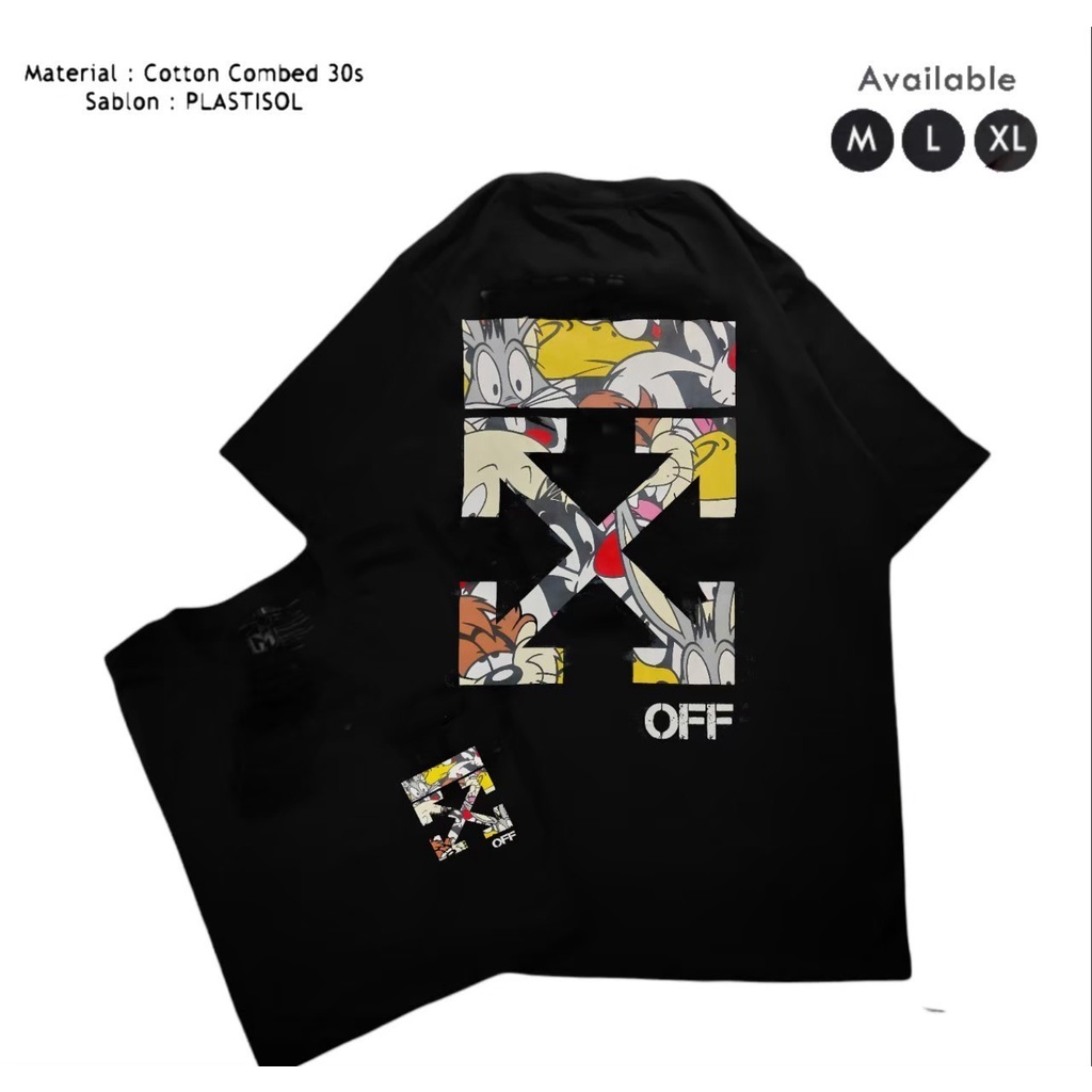 Jual KAOS OFF WHITE CARTOON - FULLTAG & LABEL | Shopee Indonesia