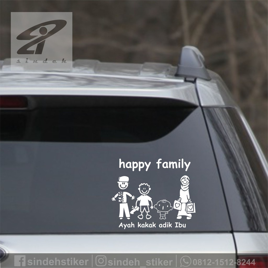 Jual Stiker mobil Happy Muslim Family Cutting Sticker Kaca Keren lucu ...