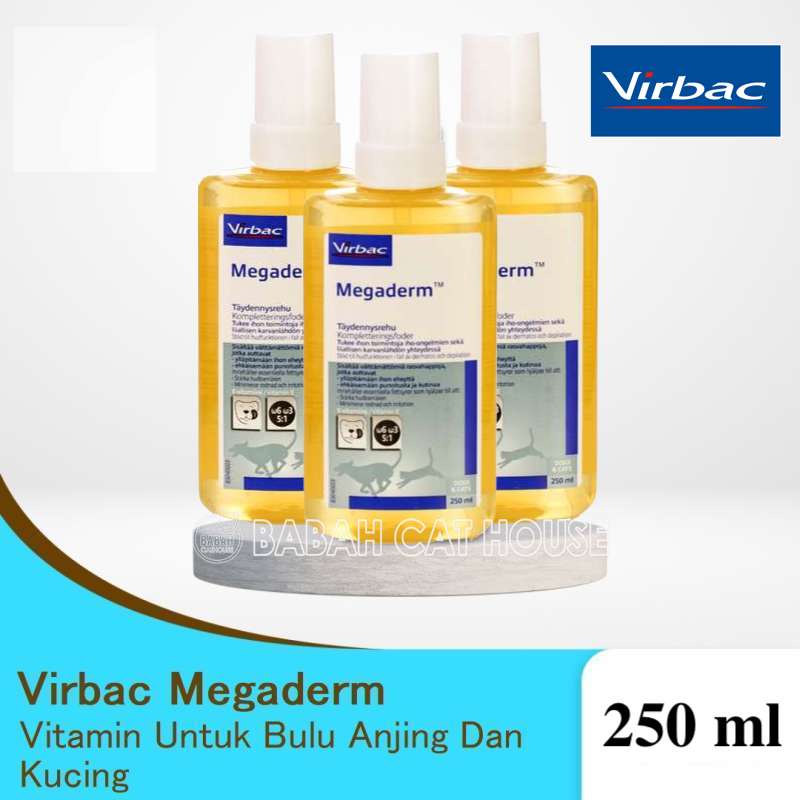 Jual VIRBAC MEGADERM 250ml Vitamin Obat Penumbuh Bulu Kucing Anjing ...