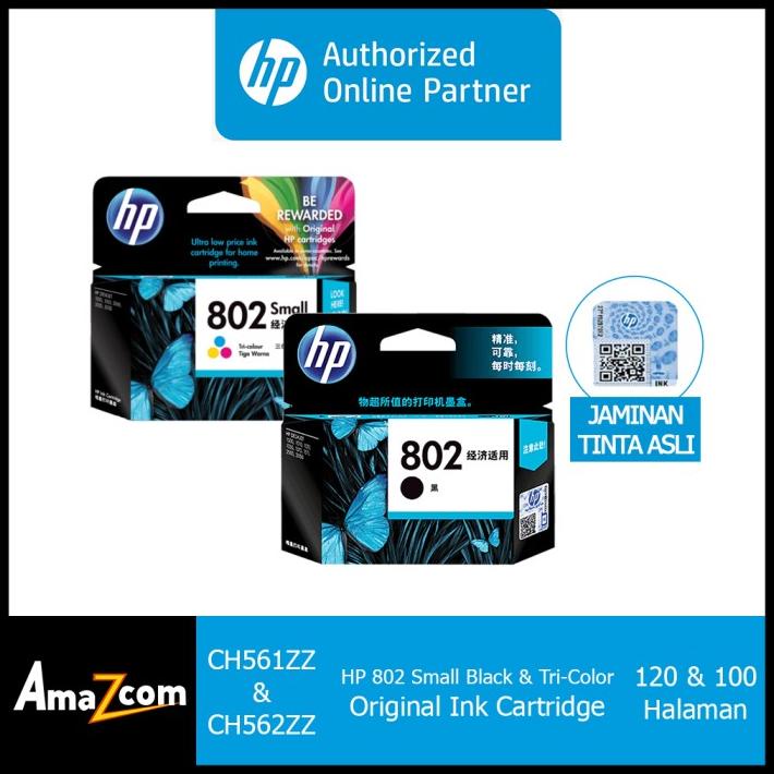 Jual Tinta Hp 802 Small Black & Tri-Colour (1 Set) Ink Cartridge ...