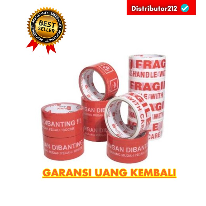 Jual Lakban Fragile Merah Putih 2Inch x 50Yrd Indonesia|Shopee Indonesia