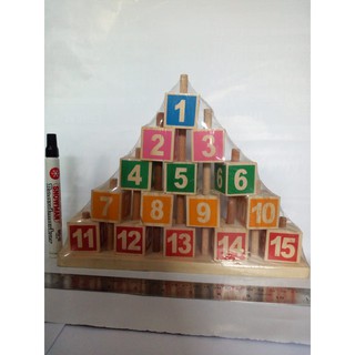 Jual Mainan Edukasi Anak Menara Balok Susun Piramid Piramida Angka Kayu ...