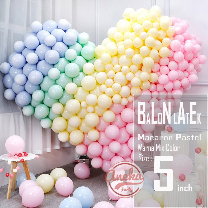 Jual Balon Latex Pastel Macaron 5 inch ecer / balon macaron dekor 5 ...