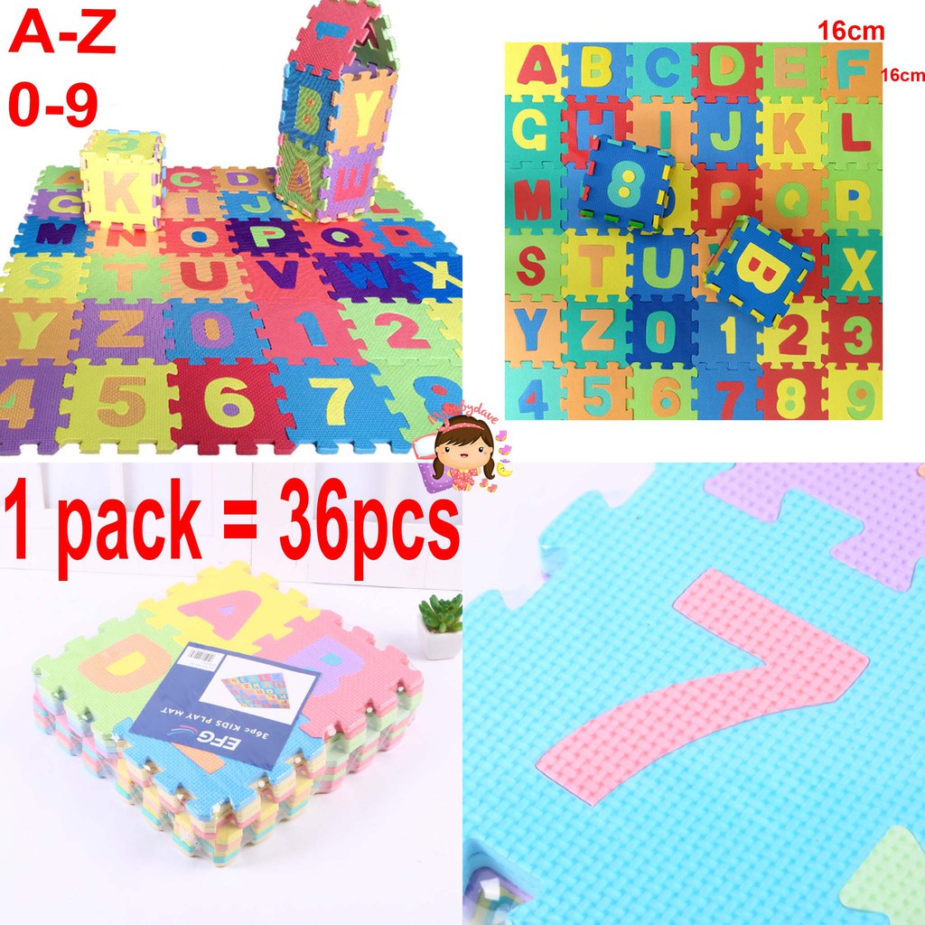 PUZZLE ALAS LANTAI EVA ALPHABET ANGKA MOBIL BUAH BUAHAN 1 PACK ISI ...