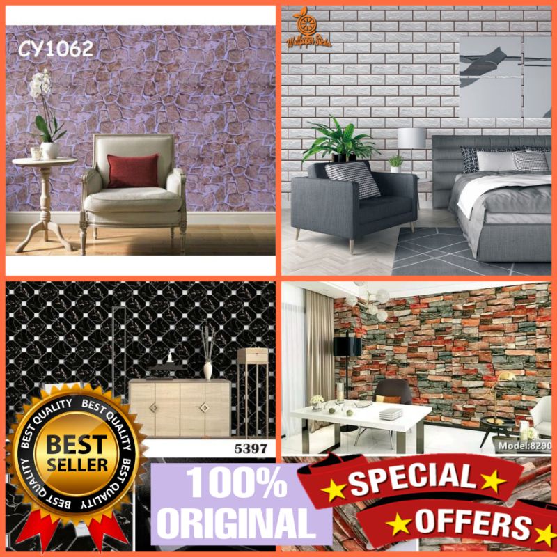 Jual Wallpaper Dinding Batu Bata Wallpaper Dinding Motif Batu Bata ...