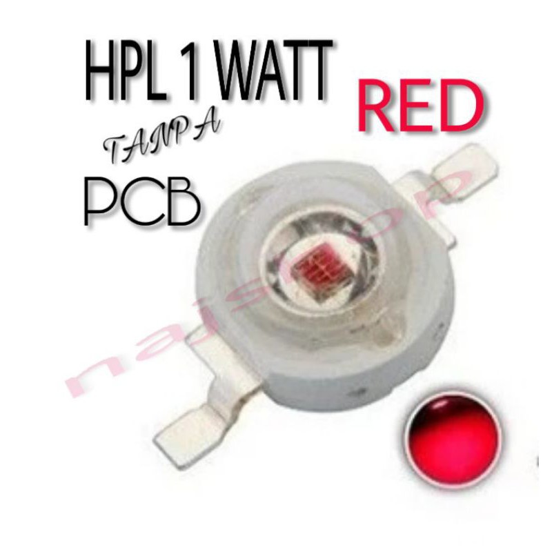 Jual LAMPU LED HPL HIGH POWER LED DIY 1 WATT WARNA MERAH/RED TANPA PCB ...