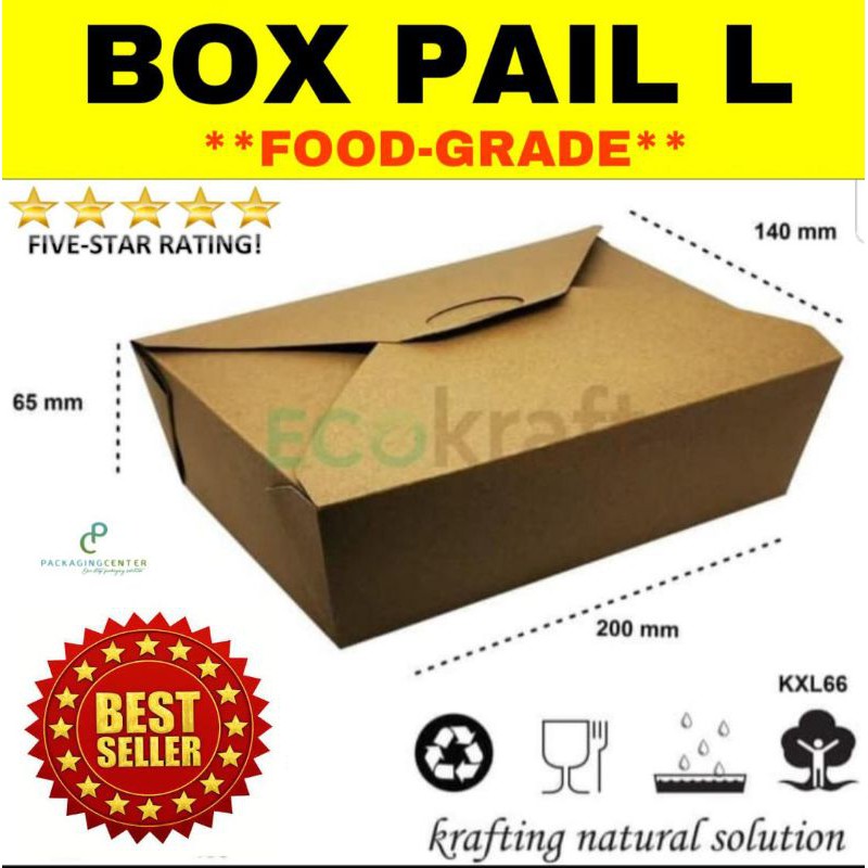 Jual FOODGRADE/Box Pail L Large Besar/ Kotak Makan Kraft Kue Cake Box ...