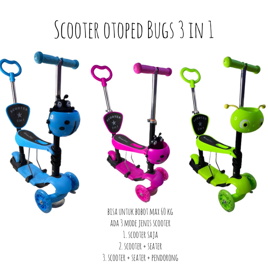 Jual OZIHOUSE - SKUTER ANAK 3 RODA SKUTER DUDUK SCOOTER KICK 3 IN 1 ...
