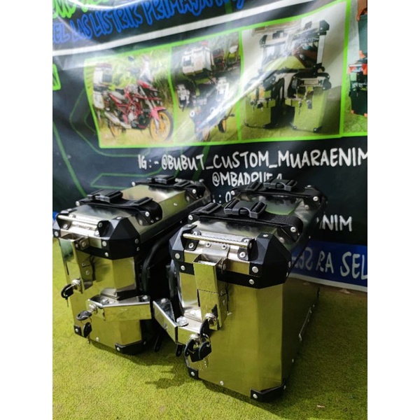 Jual Side box pannier 27L stainless mirror dan hairline , box pannier ...