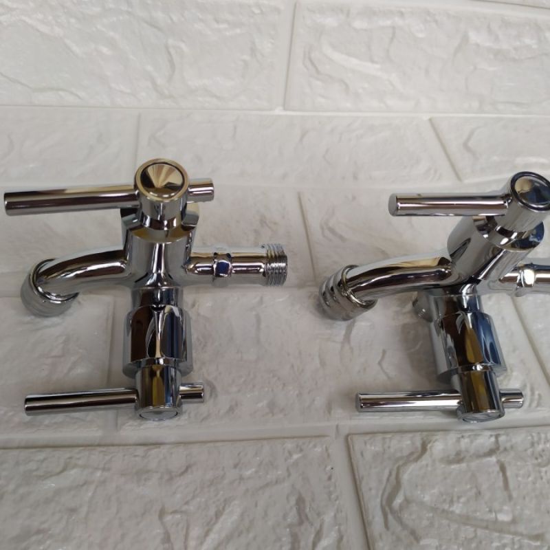 Jual kran cabang shower ukuran 1/2 inchi / kran double shower kamar ...