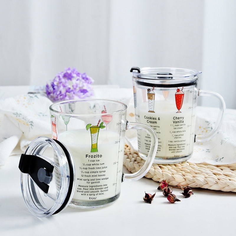 Jual 1 Set Cangkir Tumbler Kaca + Tutup Gelas Bening Transparan / Wadah ...