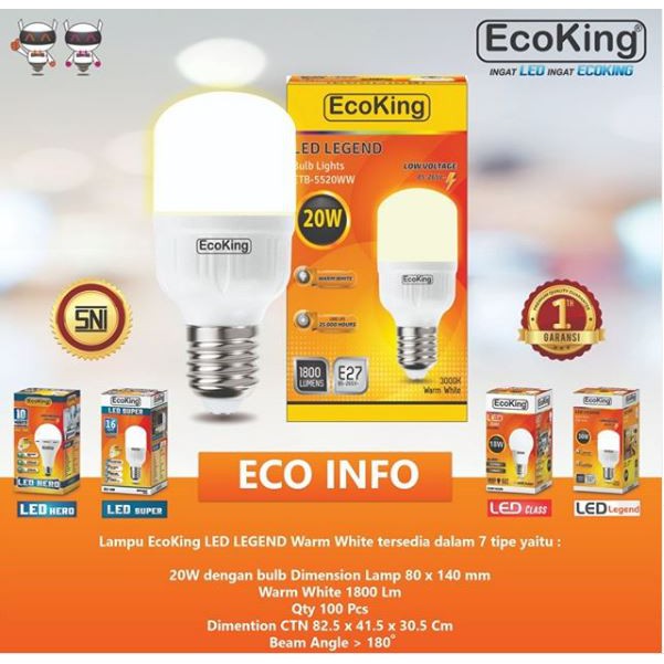 Jual LED BULB ECOKING LEGEND 20W - Kuning | Shopee Indonesia