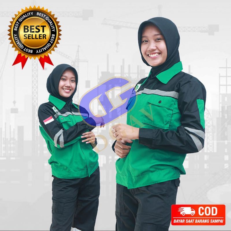 Jual wearpack safety ,baju atasan, seragam kerja hijau kombinasi hitam ...