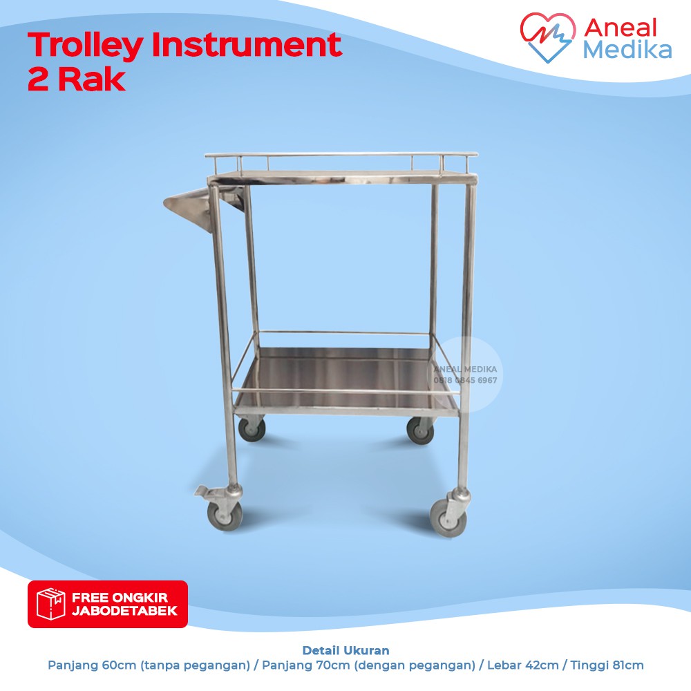 Jual Troly Instrument 2 Susun Stainless Steel - Trolley Troli Dorong ... Jual Troly Instrument 2 Susun Stainless Steel - Trolley Troli Dorong ...