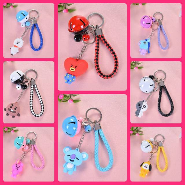Jual Keyring - gantungan kunci + Bel BTS BT21 mini bangtan | Shopee Indonesia