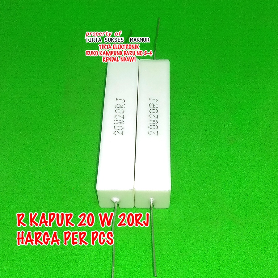 Jual resistor kapur 20 watt 20 ohm | Shopee Indonesia