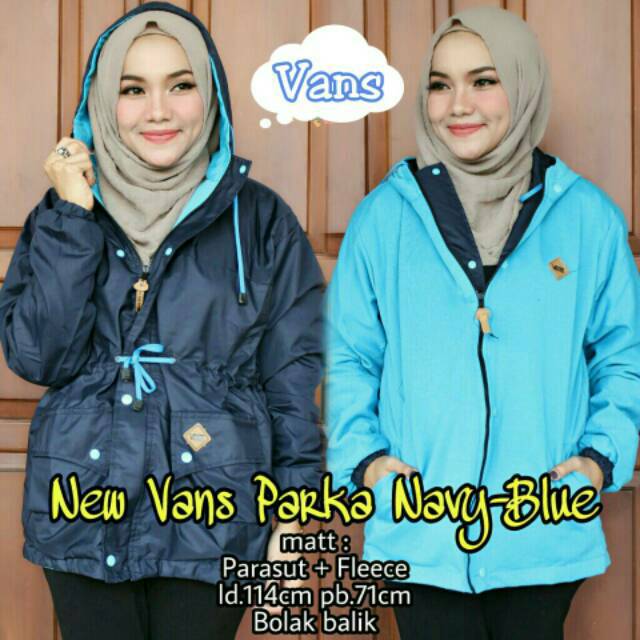 Jual Jaket Vans Parka Bolak Balik Cewek Navy Dalam Biru Turkis | Shopee ...
