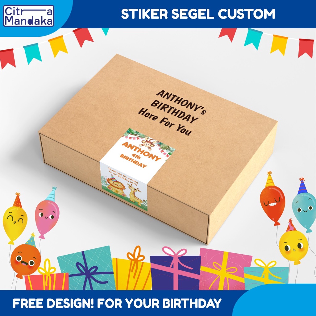 Jual Stiker Segel Box Packaging Hampers Ulang Tahun Anak Custom Label ...