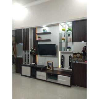 Jual Backdrop tv minimalis, bahan multiplex finishing HPL. Harga 1,5jt ...