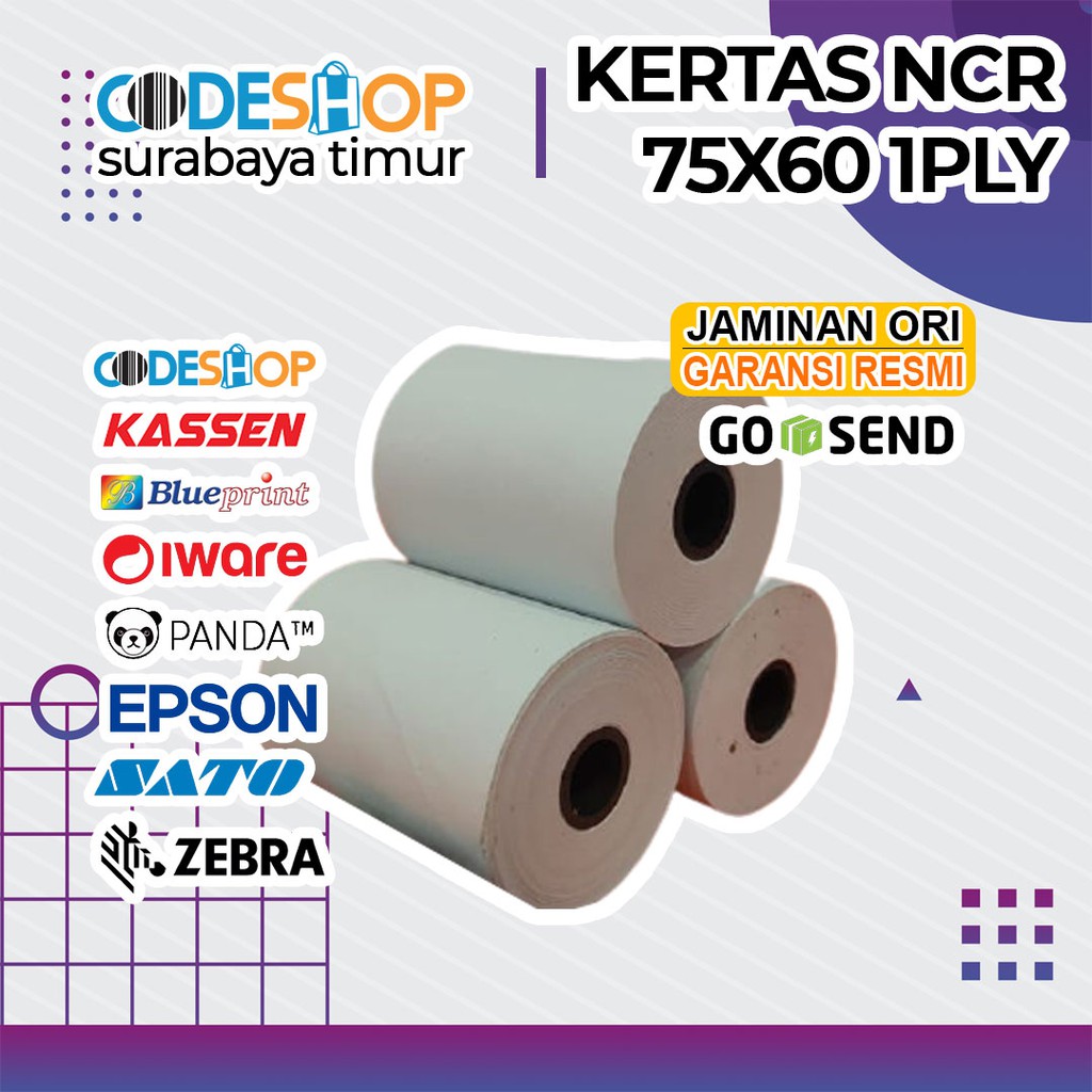 Jual PAPER ROLL KERTAS NCR 75X60 1 PLY | Shopee Indonesia